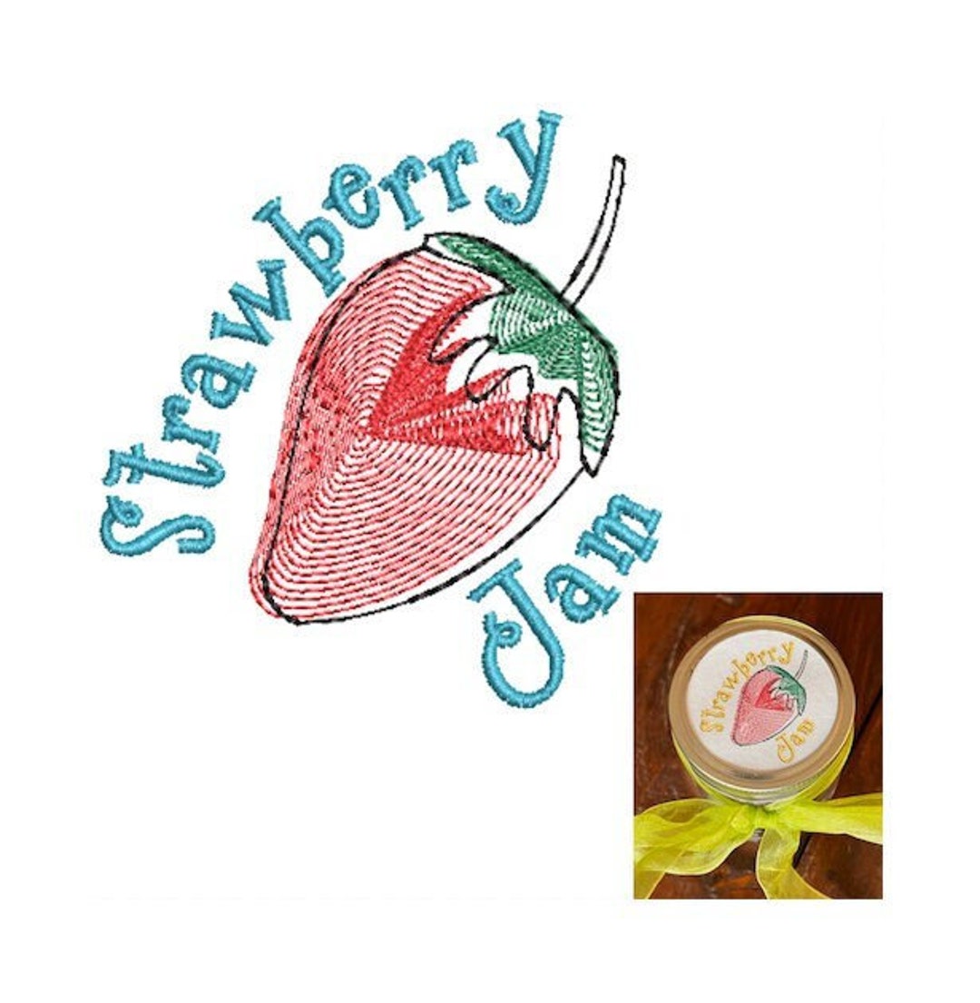 Jar Topper Strawberry Jam Embroidery Design, 3 Sizes, Strawberry Jar ...