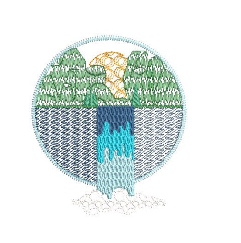 Waterfall Machine Embroidery Design 5x7 Hoop Fantasy | Etsy