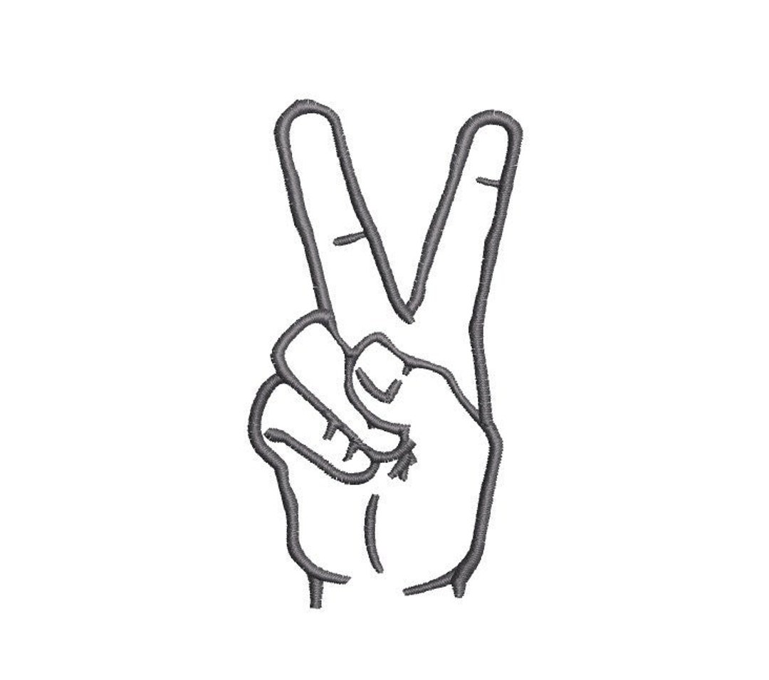 Hand Peace Machine Embroidery Design, Hand Peace Embroidery Design ...