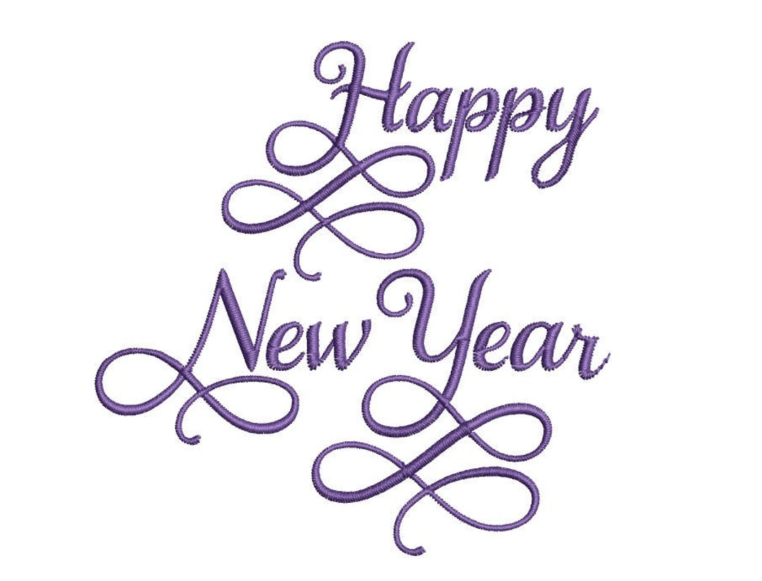 Happy New Year Machine Embroidery Design, Happy New Year Embroidery ...
