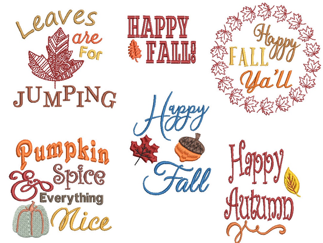Collection of Autumn Machine Embroidery Design, 6 Designs, Autumn ...