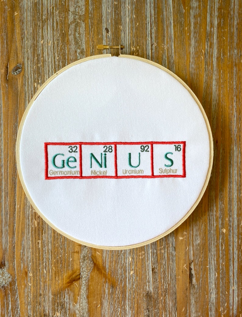 Genius Periodic Table of Elements Machine Embroidery Design, 5x7 Hoop ...