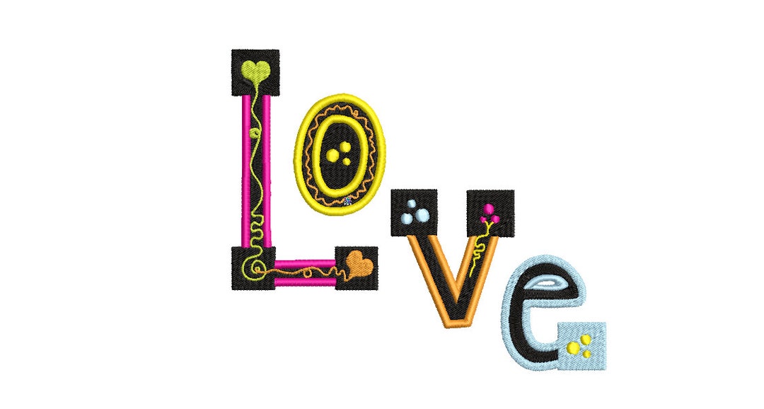 Funky Love Machine Embroidery Design Love Embroidery 2 - Etsy