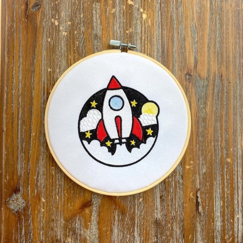 Rocket Embroidery Design Spaceship Embroidery Design - Etsy