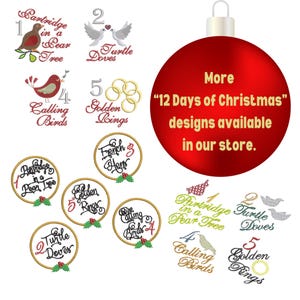 Twelve Days of Christmas Embroidery Design, Quick Stitch, 4x4 and 5x7 ...