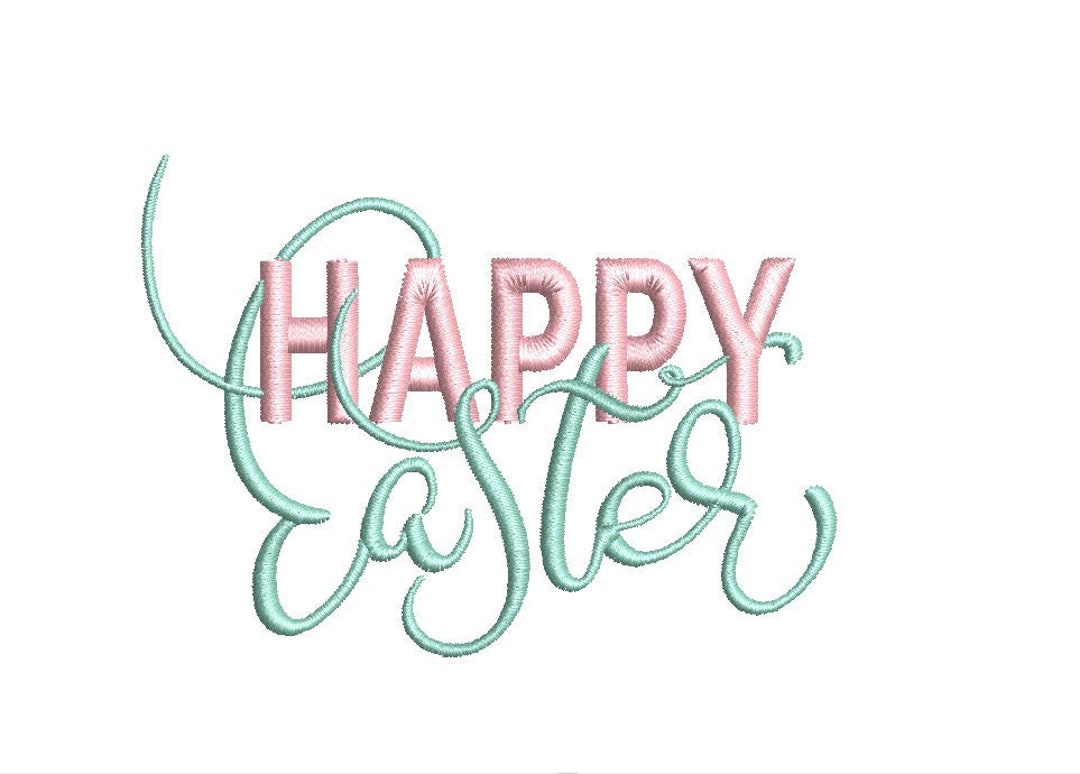 Happy Easter Machine Embroidery Design, Happy Easter Script Design ...