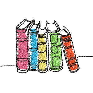 Stack of Books Machine Embroidery Design, 4 Sizes, Scribble Doodle ...