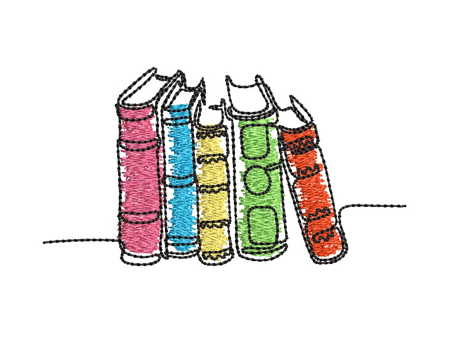 Stack of Books Machine Embroidery Design 3 Sizes Scribble - Etsy