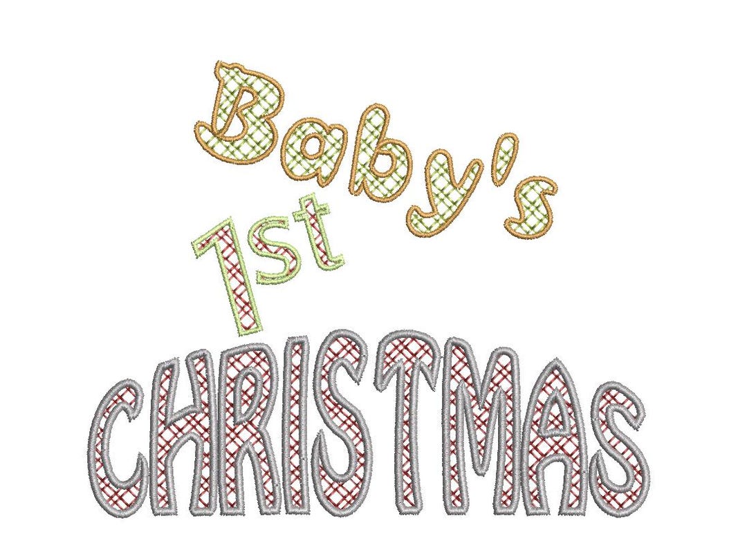 Baby's First Christmas Machine Embroidery Design, 3 Sizes, Christmas ...
