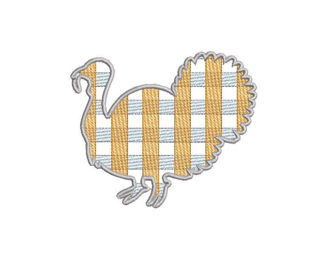 Plaid Turkey Thanksgiving Machine Embroidery Design, 3 Sizes, Turkey ...