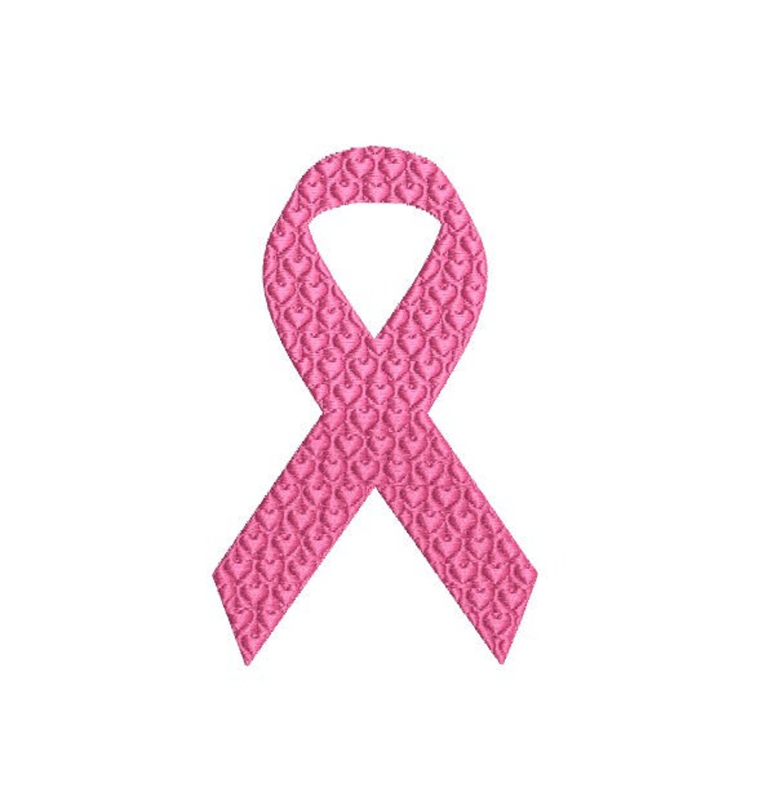 Pink Heart-filled Embossed Cancer Ribbon Embroidery Machine Embroidery ...