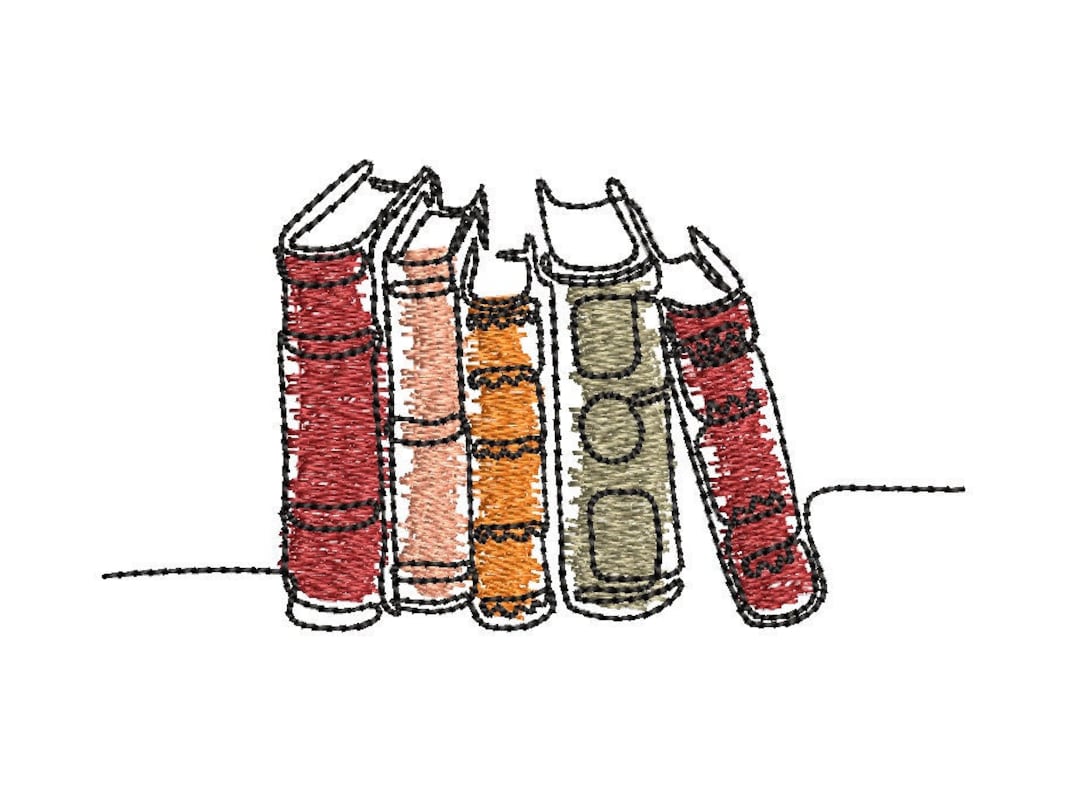 Stack of Books Machine Embroidery Design, 4 Sizes, Scribble Doodle ...