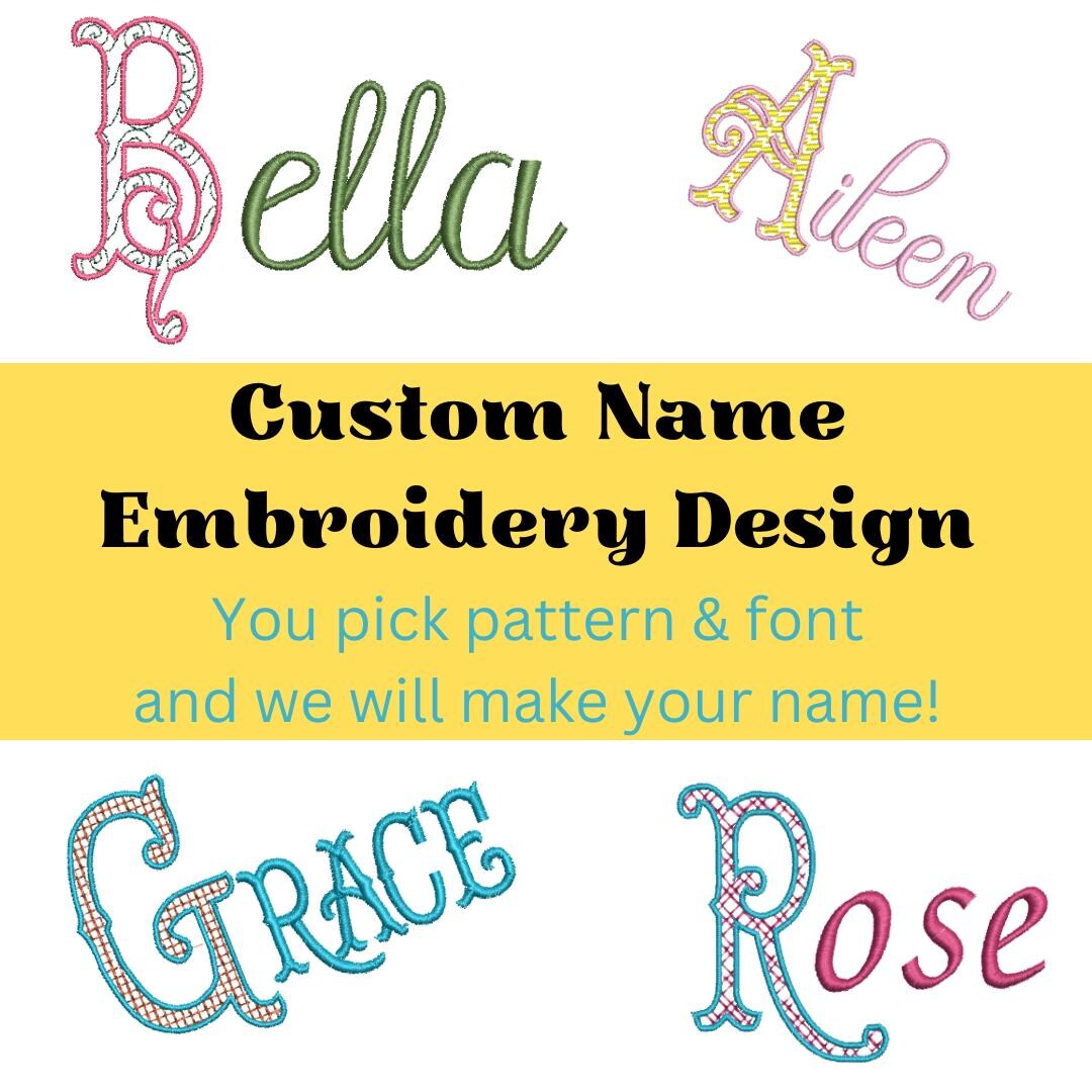 Custom Name Embroidery Design, Name Digitized for Embroidery, Name ...