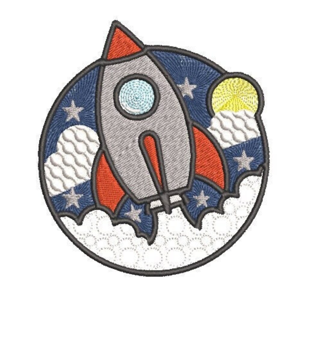 Rocket Embroidery Design, Spaceship Embroidery Design, - Etsy