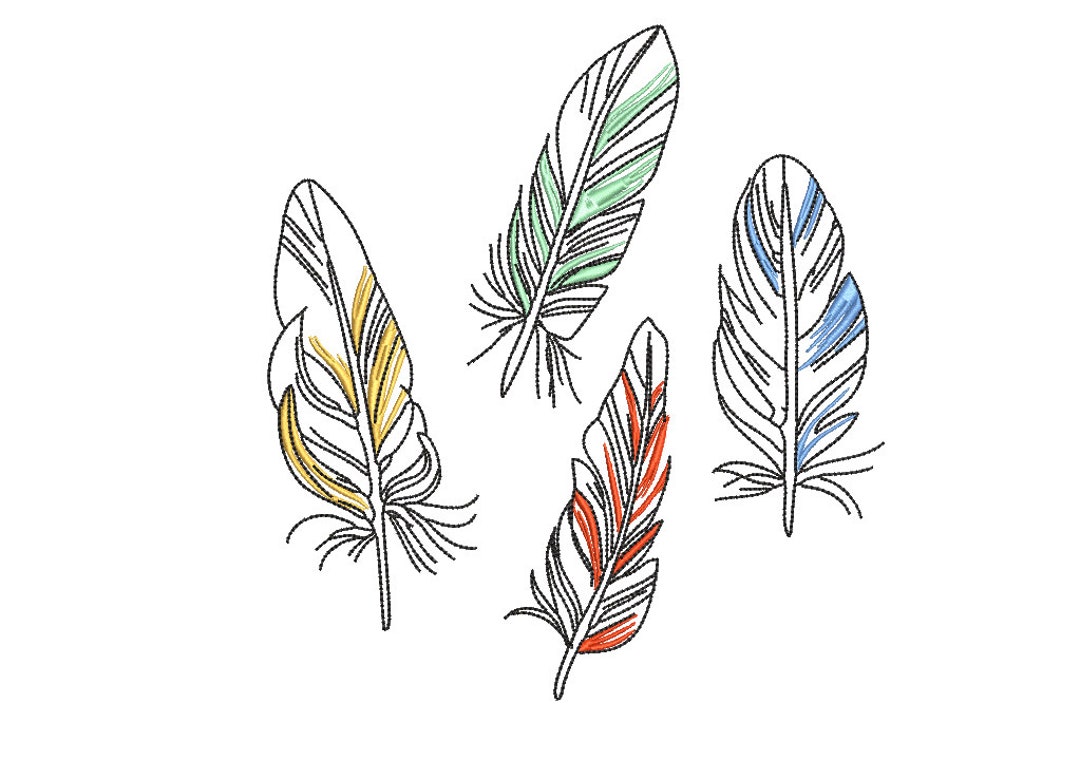 Feather Collection Embroidery Design, 4 Designs, Quick Stitch ...