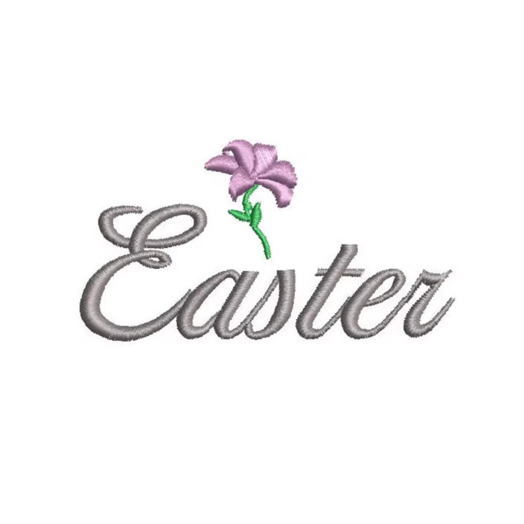 Lily Easter Machine Embroidery Design, Happy Easter Script Design - Etsy