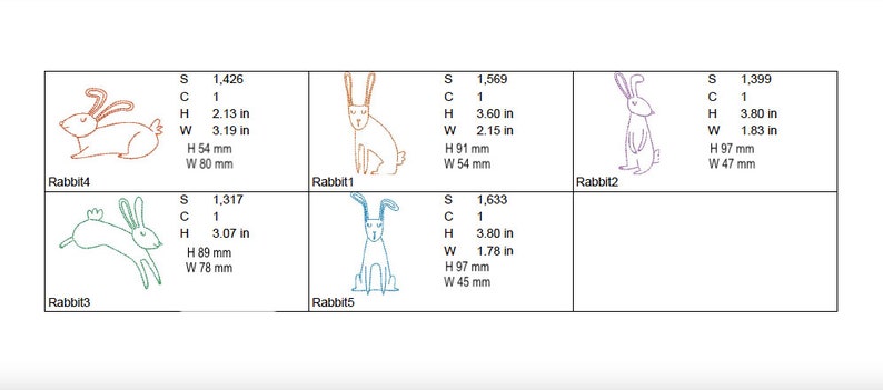 Collection of Rabbit Machine Embroidery Design 5 Designs - Etsy