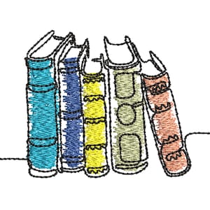 Stack of Books Machine Embroidery Design, 4 Sizes, Scribble Doodle ...