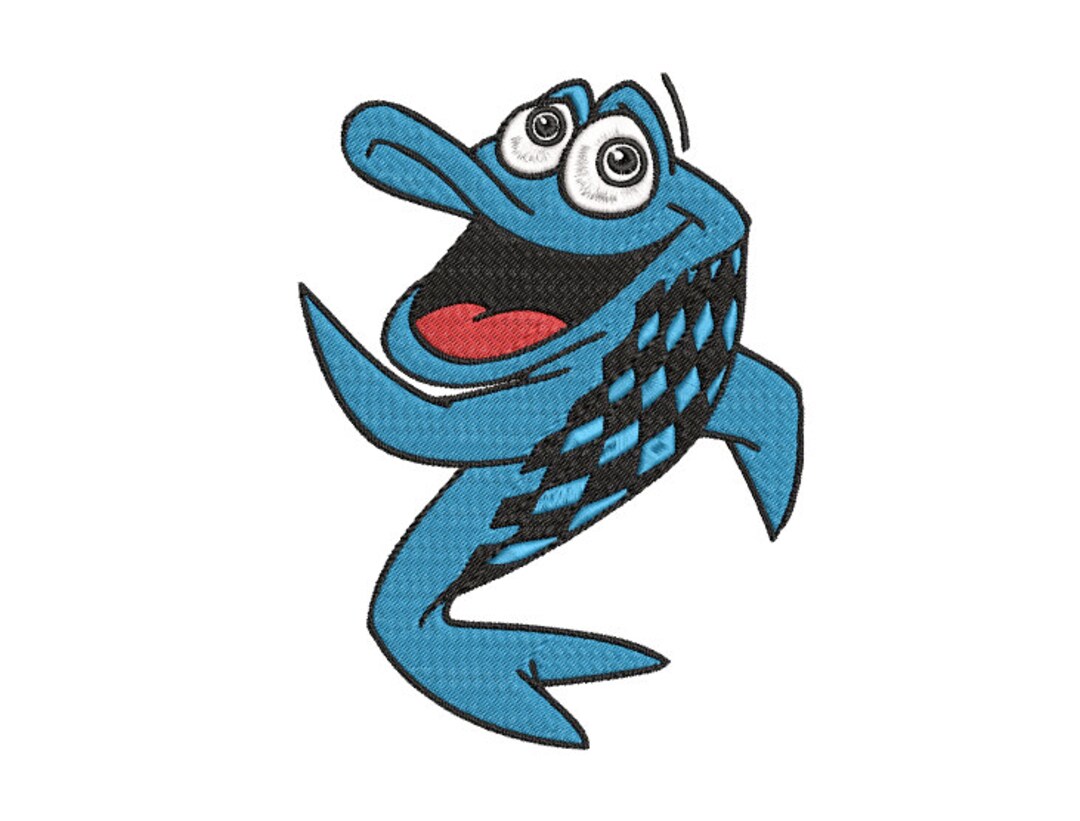 Checkered Fish Machine Embroidery Design Cartoon Fish Nursery - Etsy