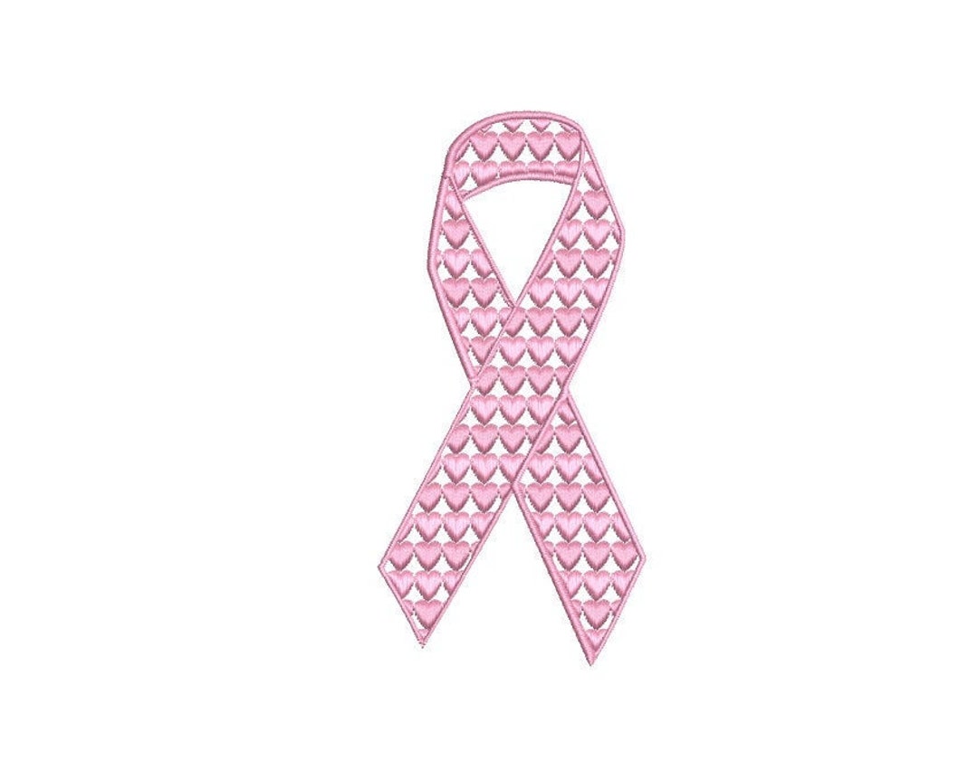 Pink Heart Cancer Ribbon Embroidery Machine Embroidery Design, 4x4 Hoop ...