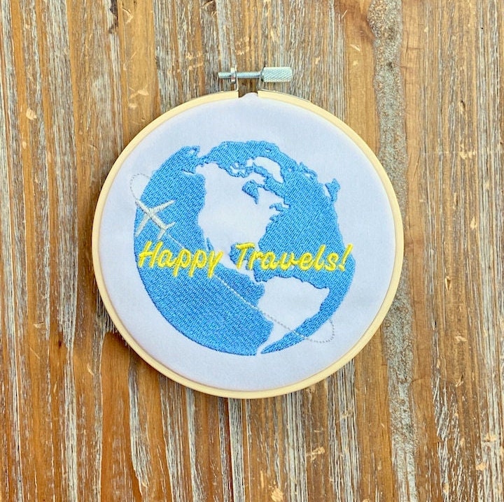 Happy Travels World Globe Machine Embroidery Design - Etsy