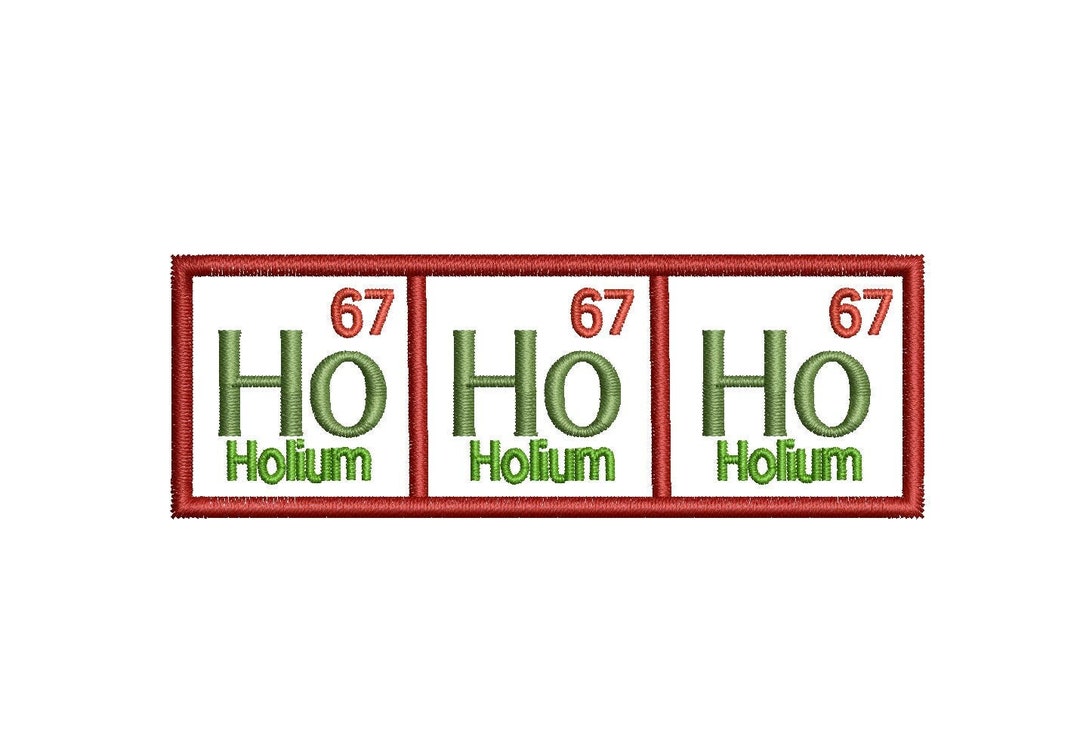 Christmas Santa Ho Ho Ho Periodic Table of Elements Machine Embroidery ...