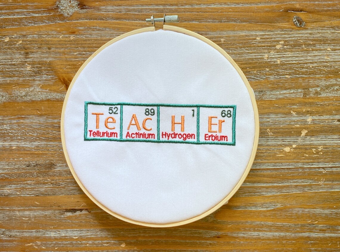Teacher Periodic Table of Elements Machine Embroidery Design | Etsy
