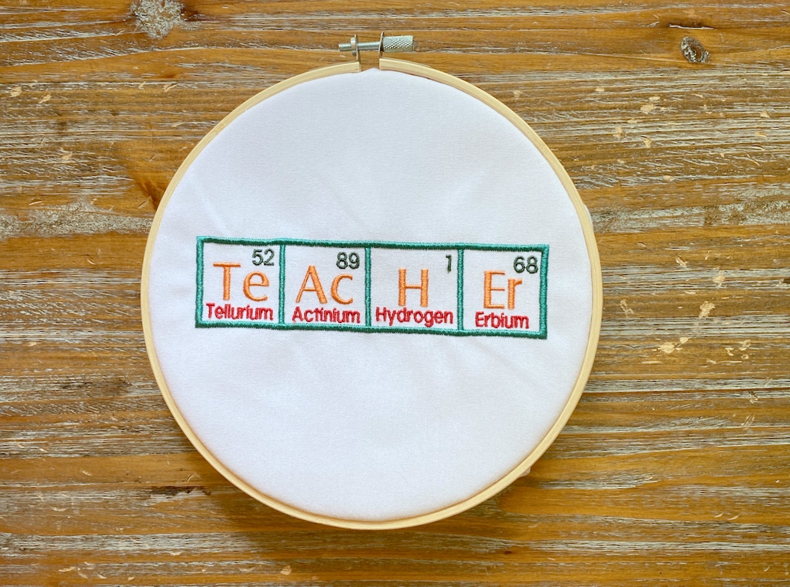 Teacher Periodic Table of Elements Machine Embroidery Design, Teacher ...