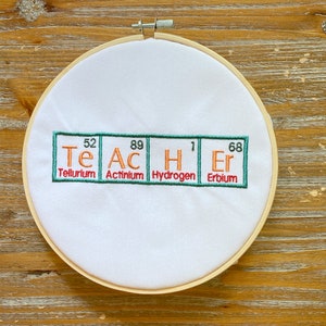 Teacher Periodic Table of Elements Machine Embroidery Design, Teacher ...