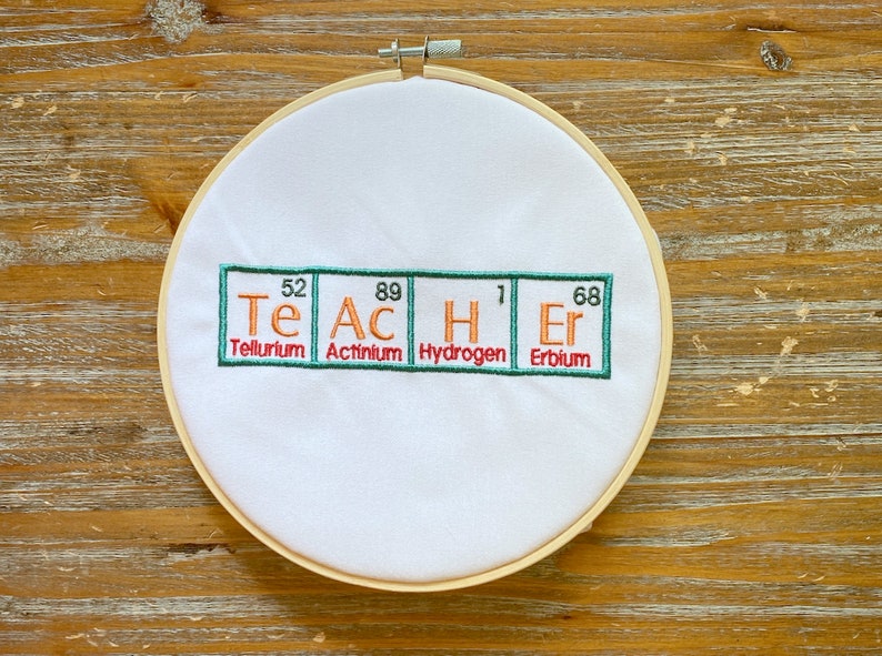 Teacher Periodic Table of Elements Machine Embroidery Design - Etsy