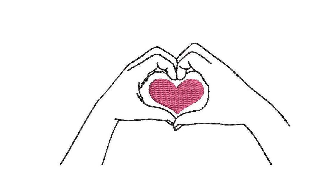 Hand Heart Machine Embroidery Design,2 Sizes, Hand Embroidery Design ...