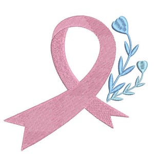 Flower Cancer Ribbon Machine Embroidery Design, Breast Cancer ...