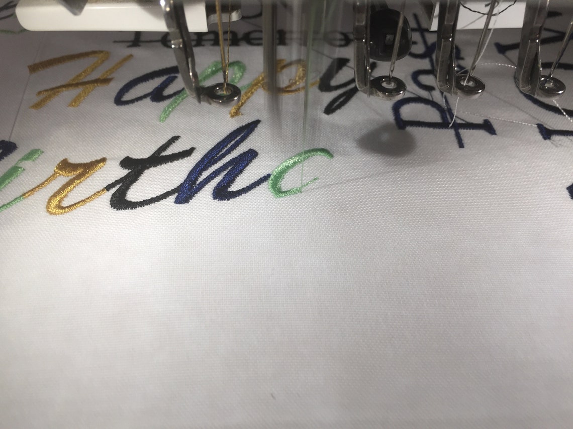 Happy Birthday Machine Embroidery Design, 2 Sizes, Birthday Embroidery ...