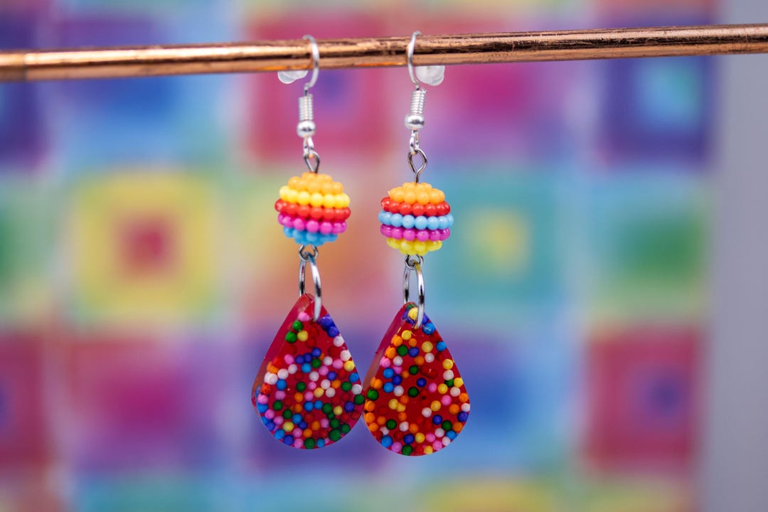 Carnival Clown Sprinkle Drop Earrings – Whimsical & Colorful - Etsy