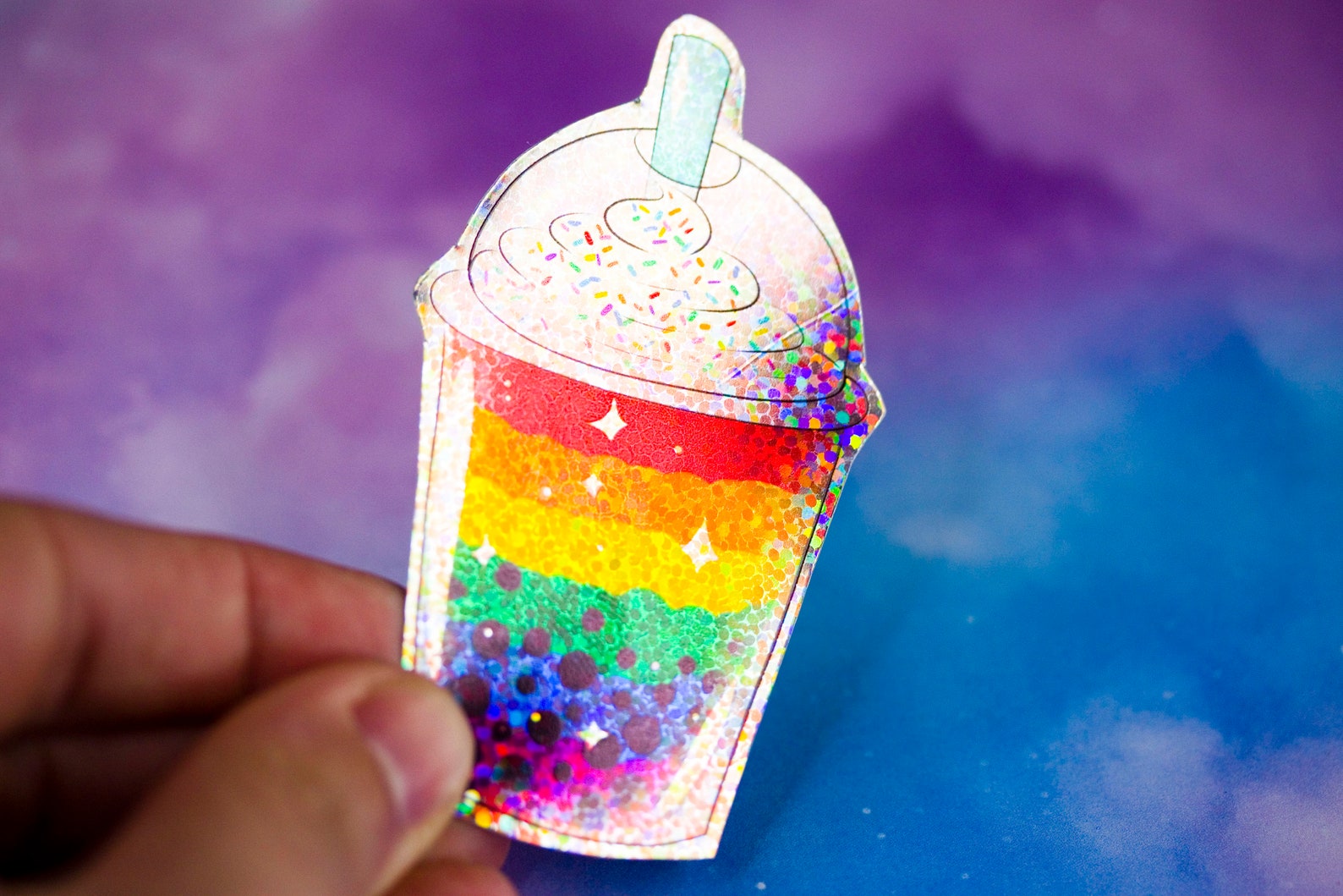 Holographic LGBTQ Pride Rainbow Bubble Tea Gloss Sticker - Etsy