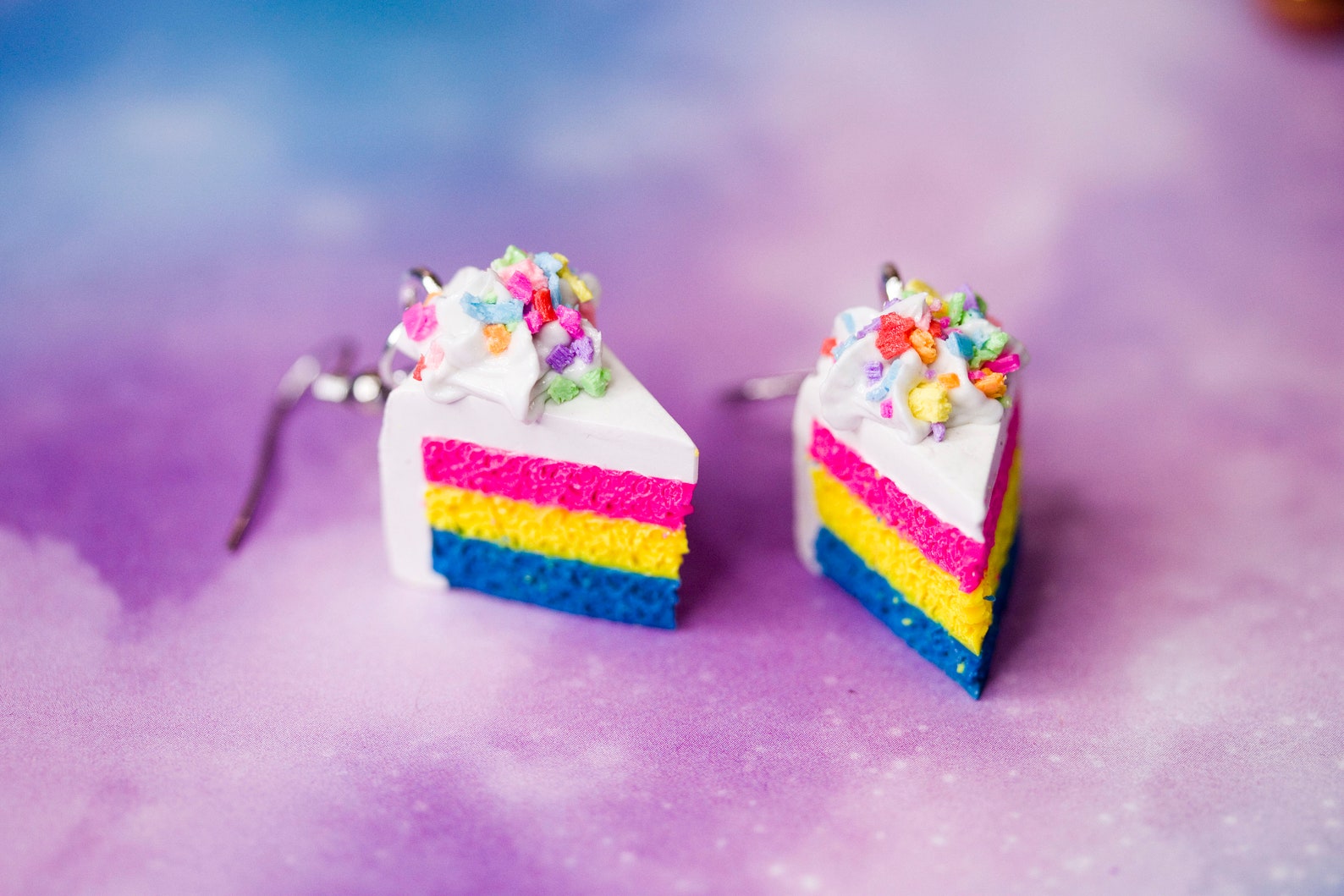 Kawaii LGBT Pansexual Pride Flag Cake Earrings W/frosting and - Etsy