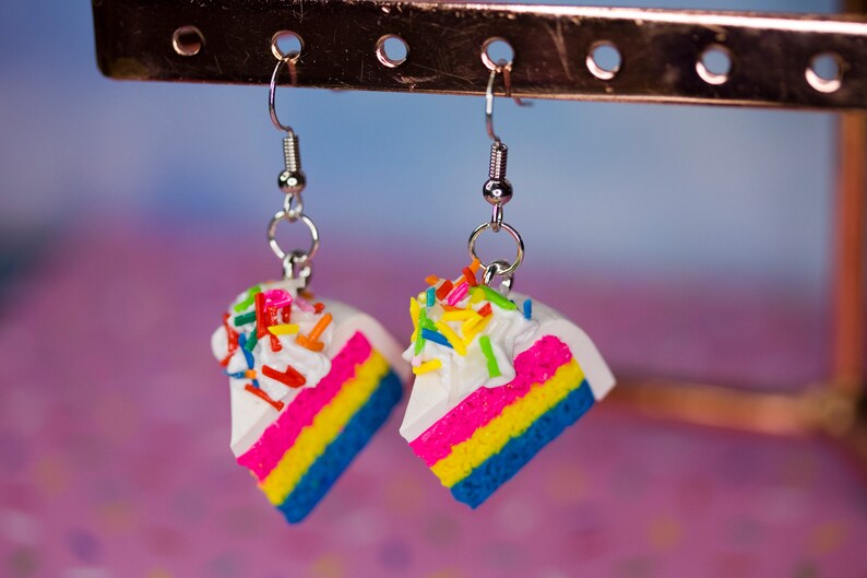 Kawaii LGBT Pansexual Pride Flag Cake Earrings w/Frosting and | Etsy