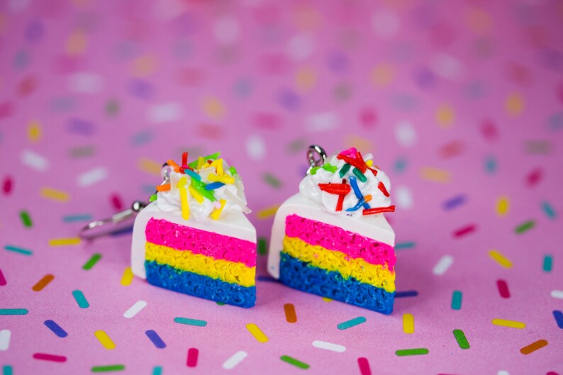 Kawaii LGBT Pansexual Pride Flag Cake Earrings w/Frosting and | Etsy