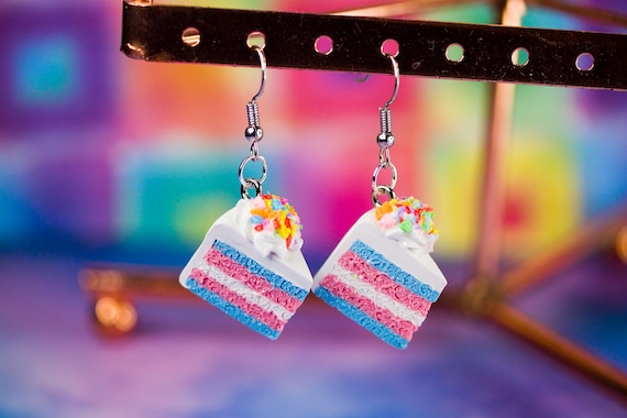 Kawaii LGBT Trans Pride Flag Cake Earrings w/Frosting and | Etsy