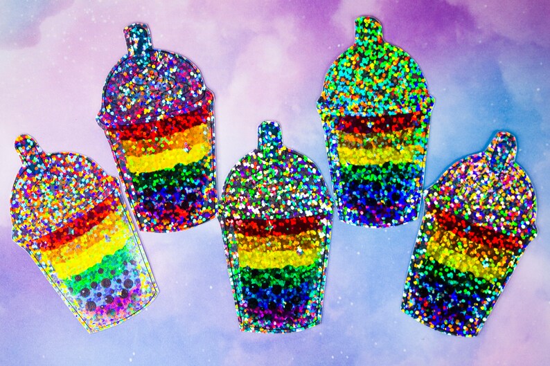 Holographic LGBTQ Pride Rainbow Bubble Tea Gloss Sticker - Etsy
