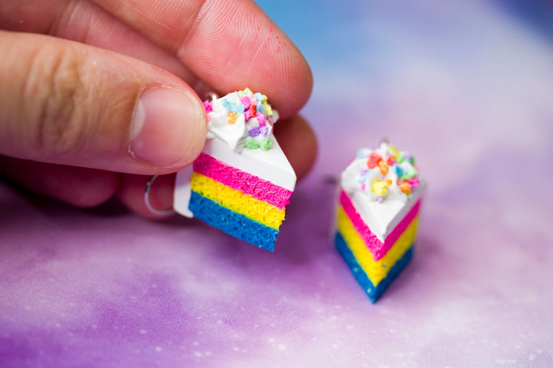 Kawaii LGBT Pansexual Pride Flag Cake Earrings W/frosting and - Etsy