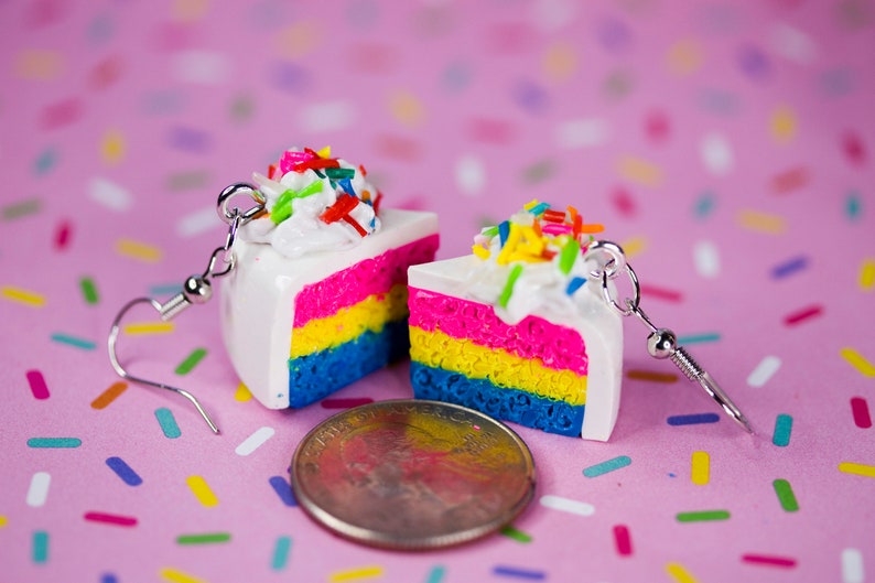 Kawaii LGBT Pansexual Pride Flag Cake Earrings w/Frosting and | Etsy