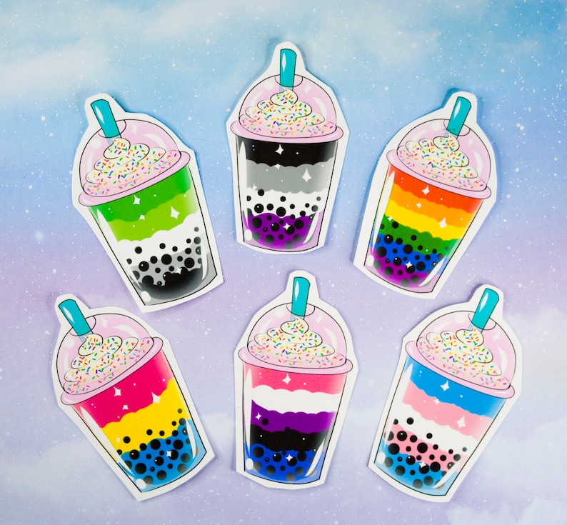 LGBT Bubble Tea Vinyl Gloss Sticker Set 1 - Etsy España