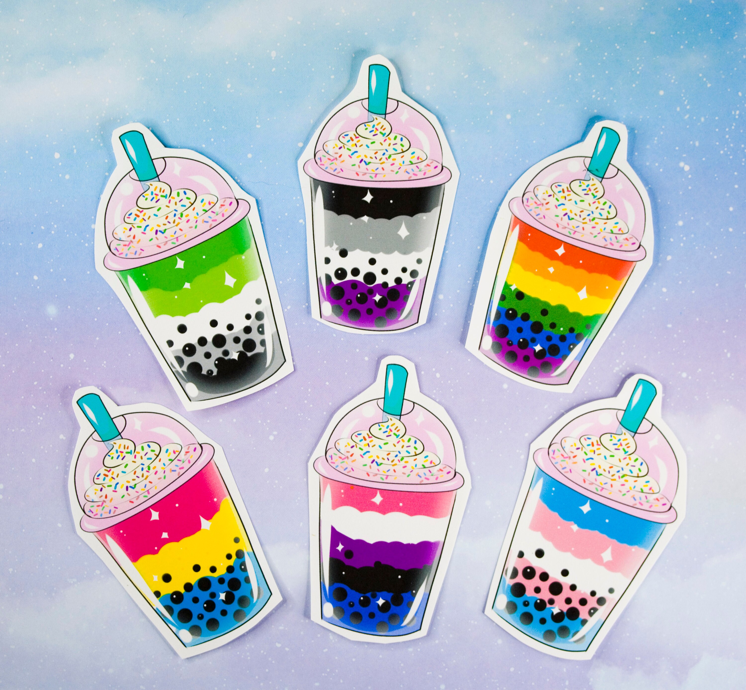 LGBT Bubble Tea Vinyl Gloss Sticker Set 1 | Etsy