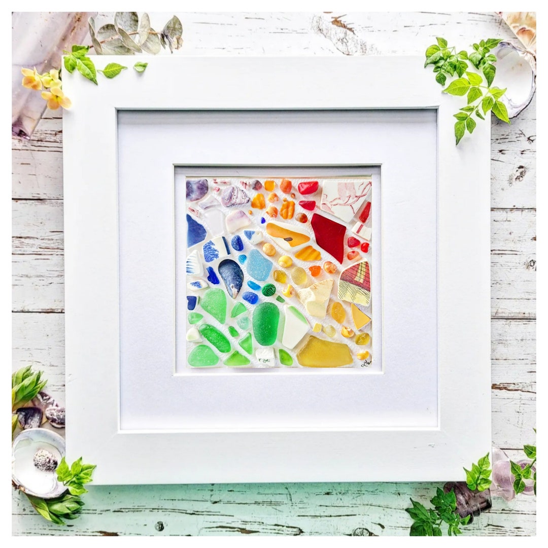 Deconstructed Rainbow Sea Glass Art Genuine Sea Glass Sea Pottery ...