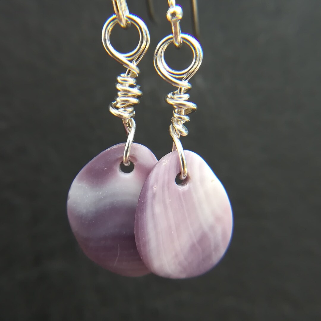 Wampum Earrings Sterling Silver Seashell Earrings Beach Jewelry Sea ...