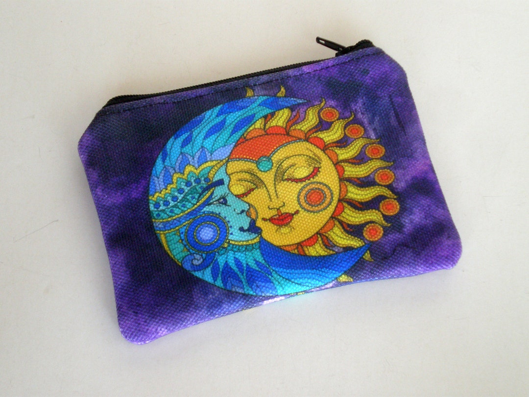 Coin Purse, Small Zipper Pouch, Card Wallet, Sun and Moon, Sun Coin ...
