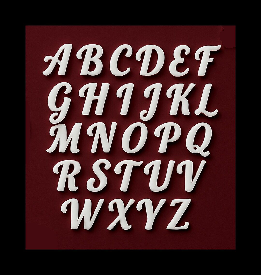 COE 96 White Glass Letters: UPPERCASE - Script Font - Fusing Supplies ...