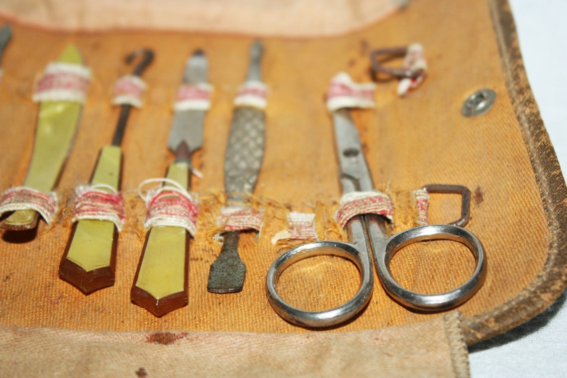 Antique 1920s Art Deco Celluloid Manicure Set in Original Case | Etsy