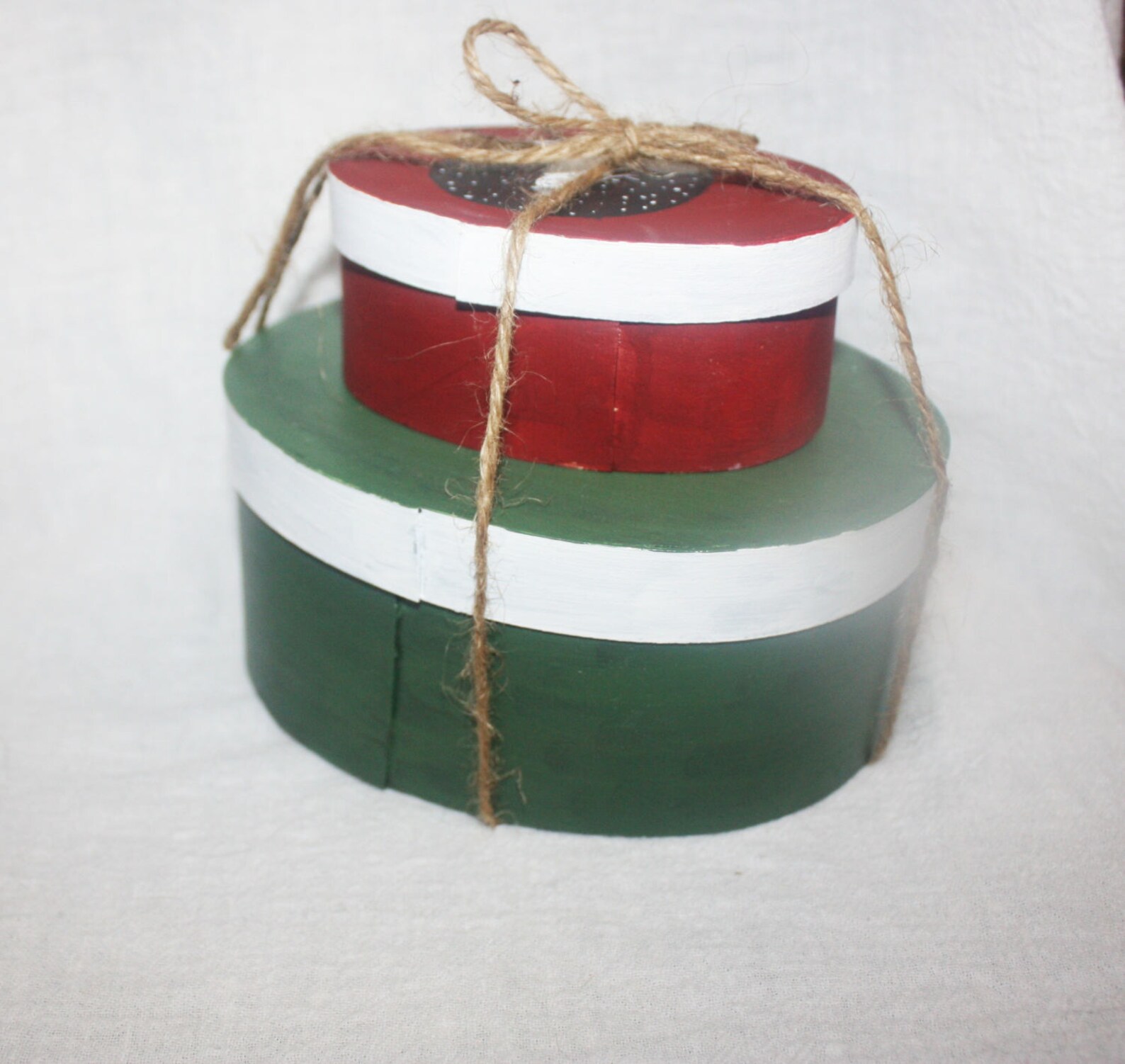 Vintage Pair Shaker Boxes Painted Holiday Scene | Etsy